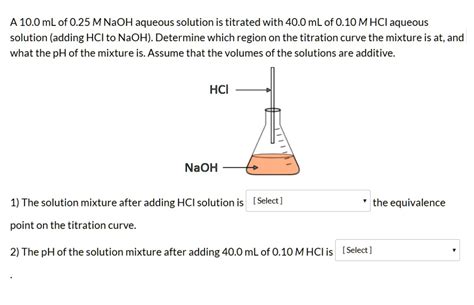 Solved A 100 Ml Of 025 M Naoh Aqueous Solution Is Titrated With 400