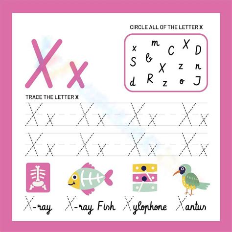 Circle And Trace The Cursive X Worksheet