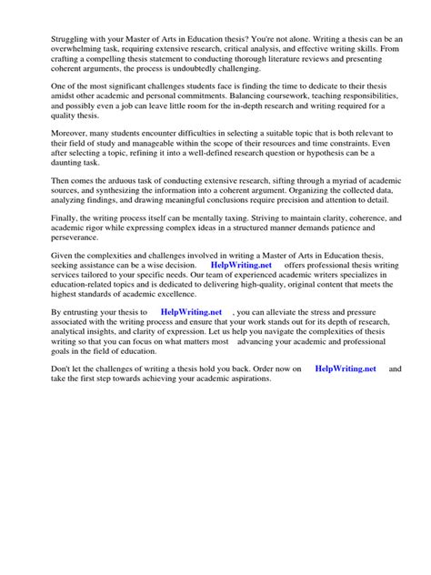 Sample Thesis Title For Master Of Arts In Education Download Free Pdf Thesis Information