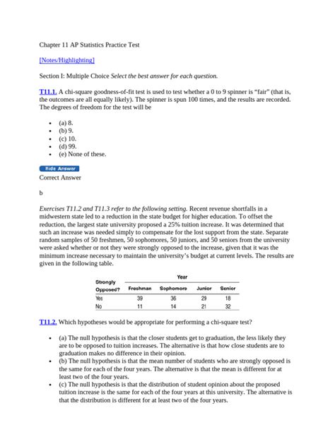 Chapter 14 Ap Statistics Practice Test Answers Pdf P Value Chi Squared Test