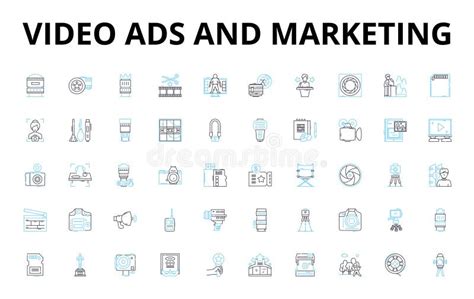 Video Ads And Marketing Linear Icons Set Engagement Conversion