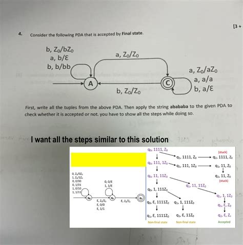 solved 4 ﻿consider the following pda that is accepted by