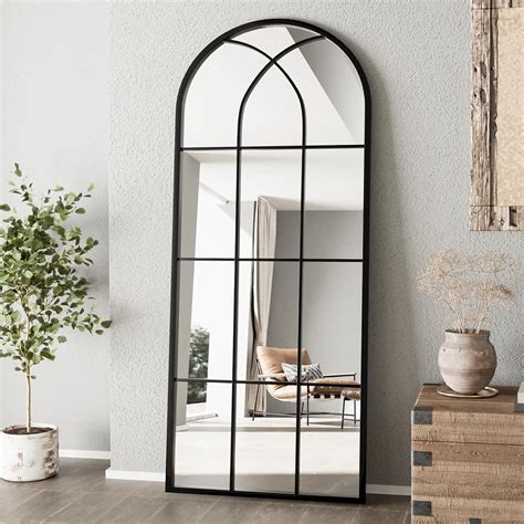 Mirror Full Length 71x32 Large Arched Mirror Black Full Body Window