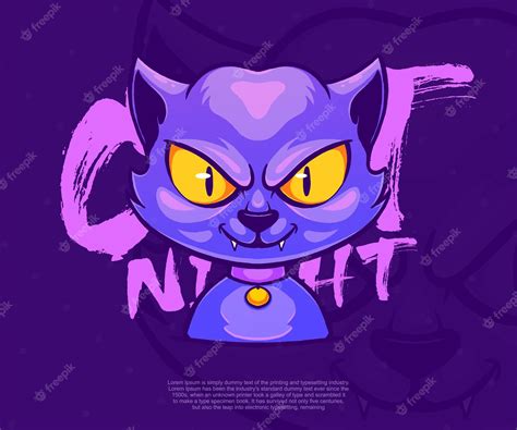 마스코트 고양이 벡터 템플릿의 그림입니다 프리미엄 벡터