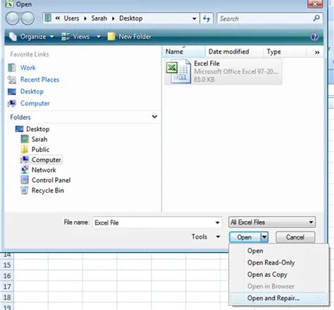 it is all about recovery excel shortcuts file