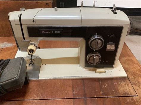 Vintage Antique Wood Sewing Machine Table W Sears Kenmore Sewing Machine Assiter Auctioneers