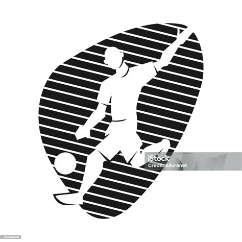 축구 선수가 공을 차다 로고 템플릿 아이콘 일러스트 브랜드 아이덴티티 Championship에 대한 스톡 벡터 아트 및 기타 이미지 Championship 개념