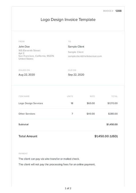 Logo Design Invoice Template