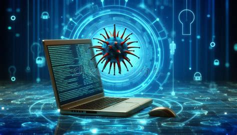computer virus concept with malware threat visualization stock