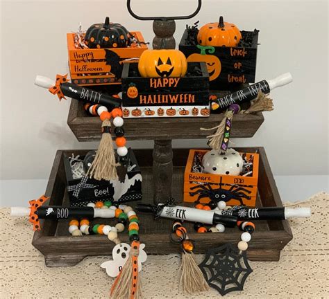 Halloween Tier Tray Decorhalloween Tier Trayhalloween Wood Bead