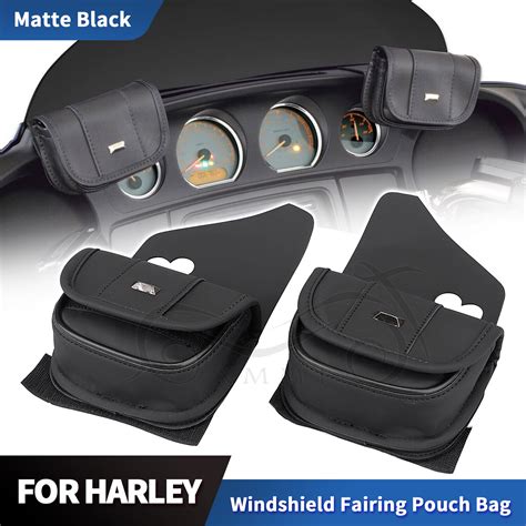Matte Black Pu Leather Windshield Fairing Pouch For Harley Electra