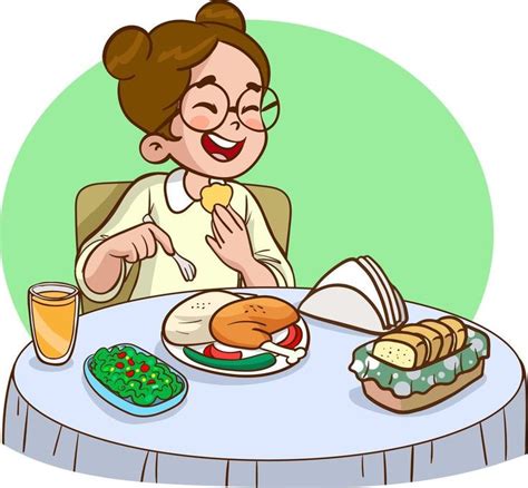 Linda Niños Comiendo Dibujos Animados Vector Dibujos Fáciles Niños