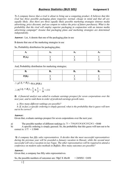 Statistics Assignment 5 Doc