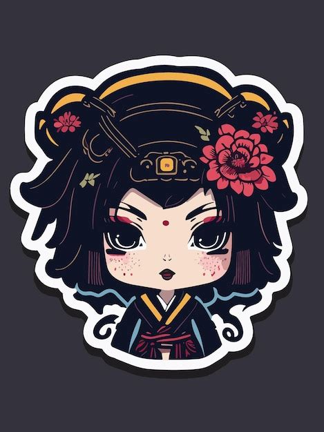 Süßes Japanisches Mädchen Mit Kimono Kunstwerk Illustration Vektor