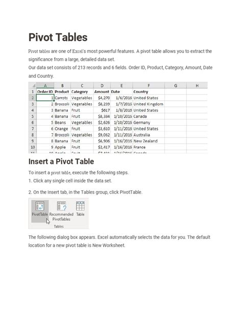 pivot tables insert a pivot table pdf incremental computing data