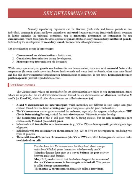 Sex Determination 12th Class Pdf Sex Genetic Linkage