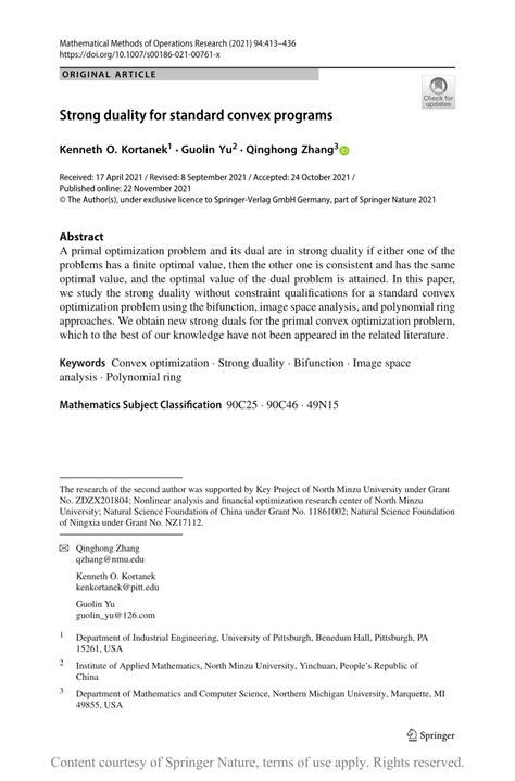 Strong Duality For Standard Convex Programs Request Pdf