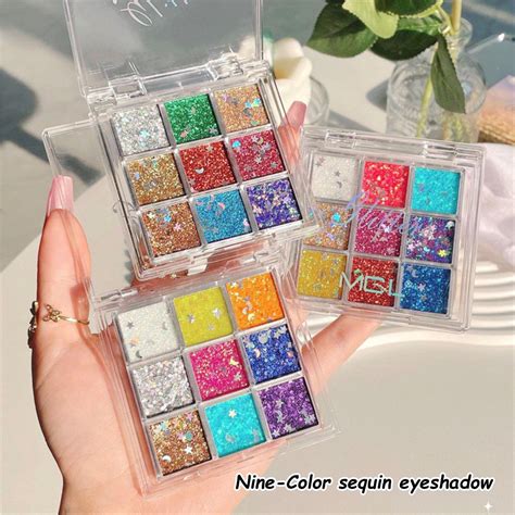 Jual Eyeshadow Palette Glitter Make Up Shimmer 9 Warna Glamour Shopee