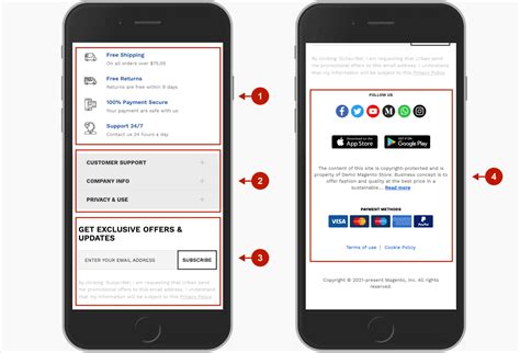 how to customize magento 2 amp footer plumrocket documentation