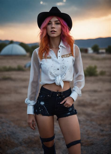 Lexica A Real Photo Of A Hot 25 Year Old Cowgirl With Bright Hair