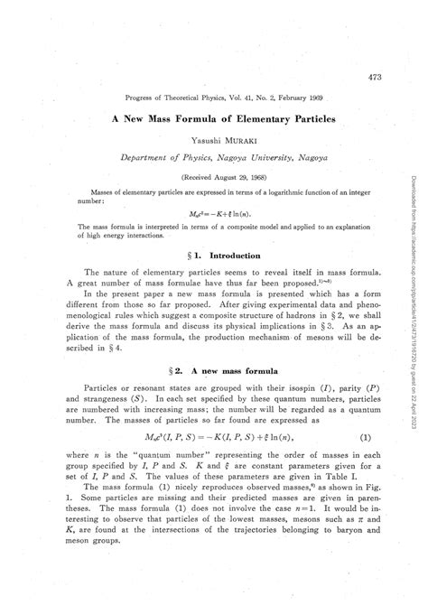 Pdf A New Mass Formula Of Elementary Particles