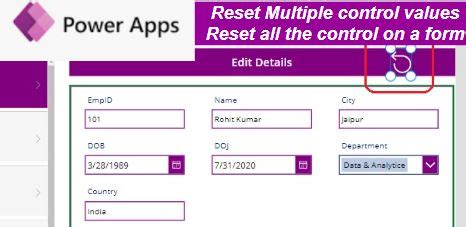 Reset Multiple Controls Or All Controls On A Form In Power Apps SQL