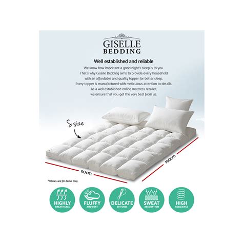 Giselle Pillowtop Topper Microfibre Filling Mattress Topper Single