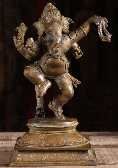 Bronze Dancing Ganesha Statue 12 73b38 Lotus Sculpture