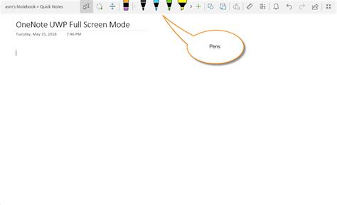 EXE Choose Drawing Pen From Floating Pens Bar In OneNote Full Page View Office OneNote Gem