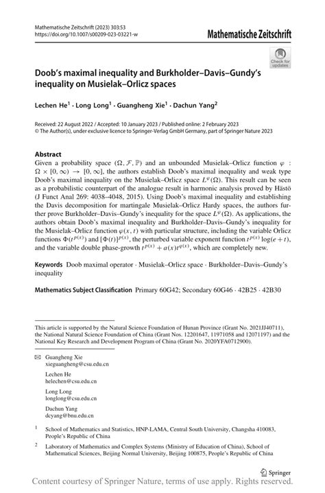 Doobs Maximal Inequality And Burkholderdavisgundys Inequality On Musielakorlicz Spaces