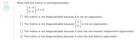 solved show that the matrix is not diagonalizable
