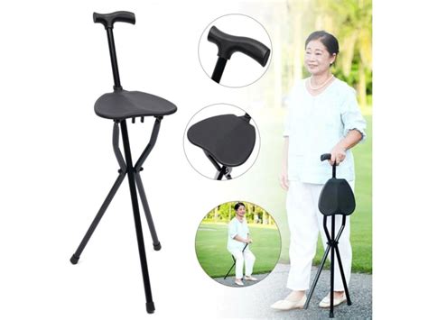 Mpm Lightweight Folding Cane With Seat Walking Stick Walking Cane