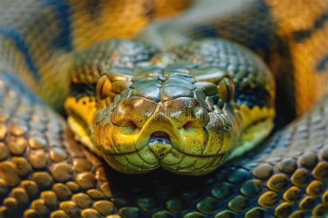Macro Photography Showcasing Intricate Details Of A Python S Head And