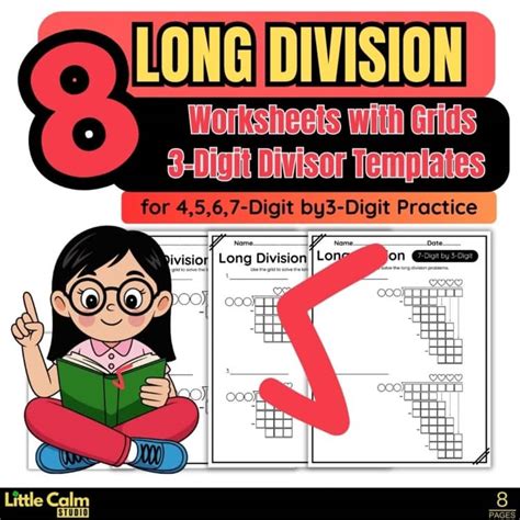 Long Division Worksheets With Grids 3 Digit Divisor Templates