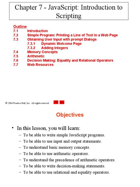 Chapter 7 Javascript Introduction To Scripting Outline Pdf Java