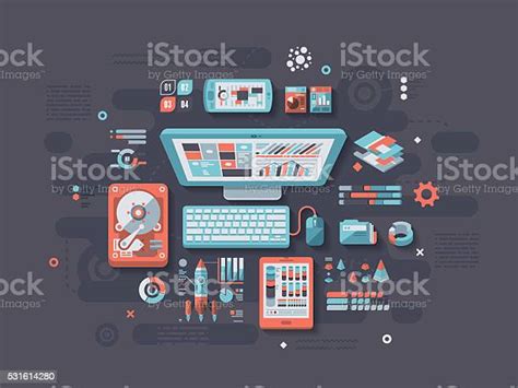 Ilustración De Concepto De Diseño Plano De Grandes Datos Y Más Vectores Libres De Derechos De