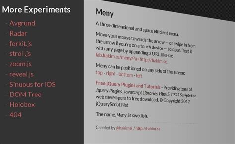 Three Dimensional And Space Efficient Menu Meny Free Jquery Plugins