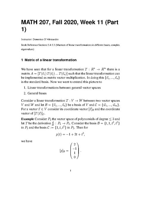 w11 1 week 11 notes part 1 math 207 fall 2020 week 11 part 1