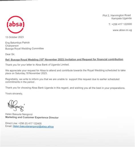 Absa Bank Declines Contributing Towards Busoga Royal Wedding Eagle Online