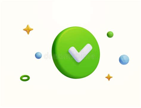 3d Green Check Mark In Circle Minimal Style Isolated On Background