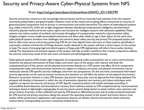 Research And Testbeds In Cyber Physical Systems Ppt