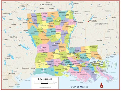 Labeled Map Of Louisiana With Capital And Cities For Reference