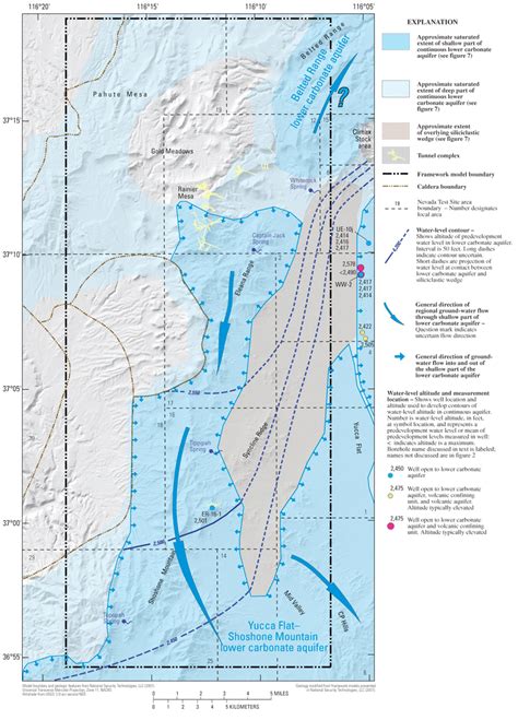 Predevelopment Water Level Contours For Aquifers In The Rainier Mesa