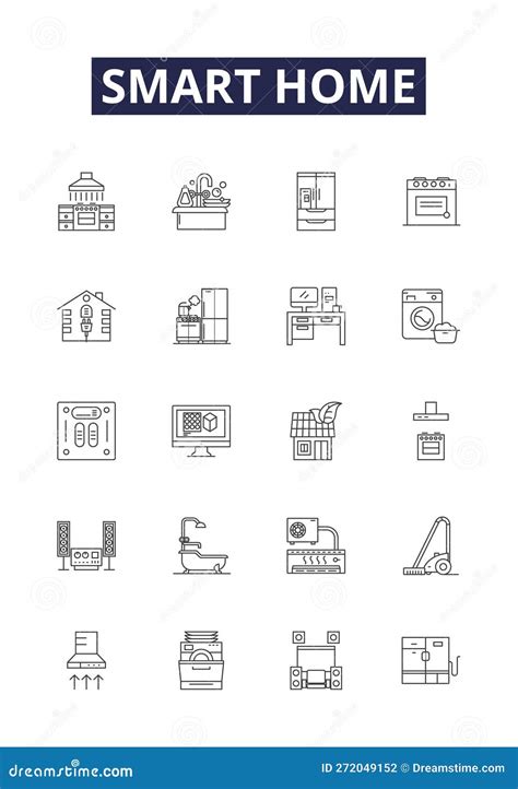 Smart Home Line Vector Icons And Signs Home Automation Automated Wireless Connected Voice