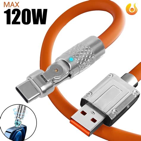 W A Type C Android Interface Data Cable With Swivel Head Phone Superfast Charging Wire