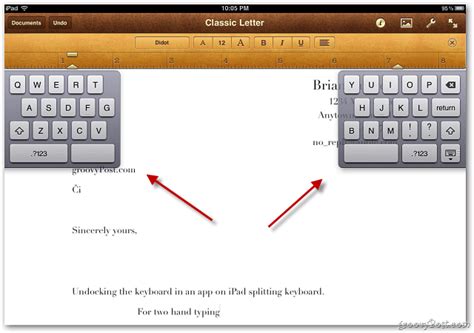 apple ios 5 move or split the keyboard on your ipad