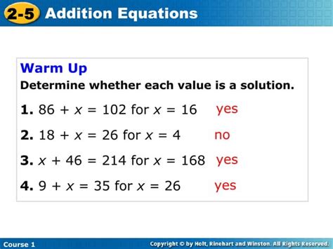 Addition Equations Ppt
