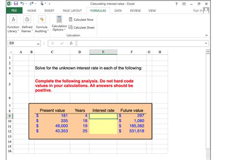 solved calculating interest rates excel file home insert