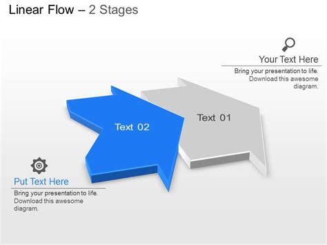Nw Two Staged Linear Arrow Process Diagram Powerpoint Template Slide Presentation Graphics