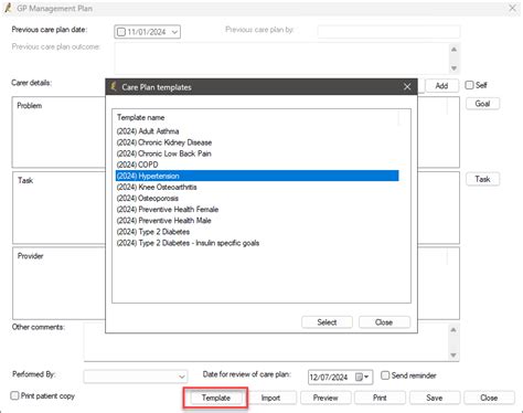 Supplied Gp Management Care Plan Templates